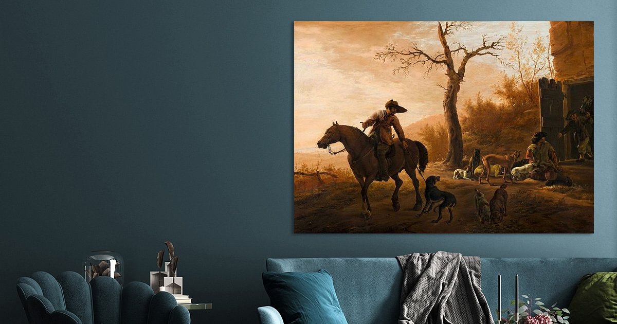 Landschap met jagers, Pieter van Laer op canvas, behang, poster en meer